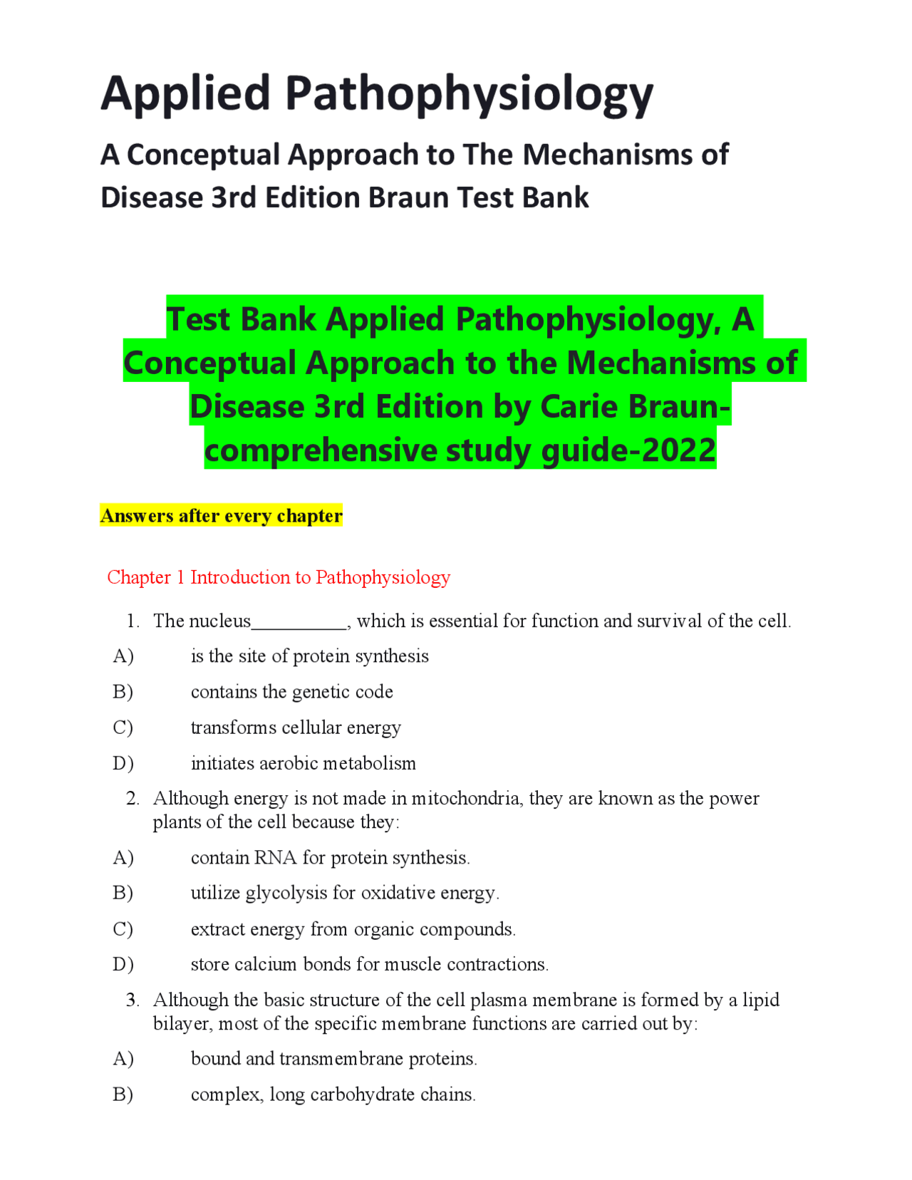 Conceptual Approach to Mechanisms of Disease: Applied Pathophysiology ...