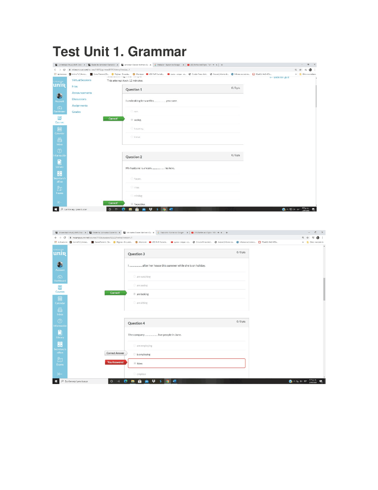 Test Units 1-4: Grammar, Reading, Vocabulary y Quizzes | Resúmenes de ...