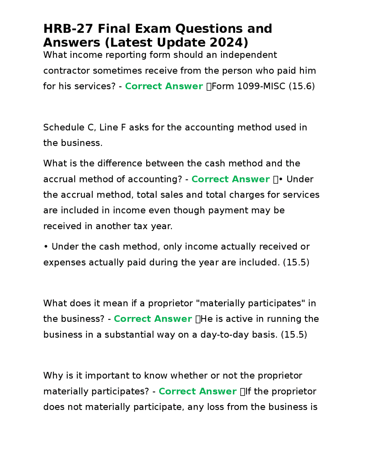 HRB-27 Final Exam Questions and Answers (Latest Update 2024) | Exams ...