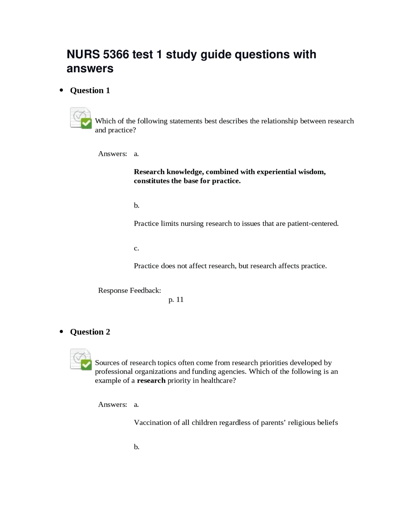 NURS 5366 Test 1: Study Guide Questions and Answers on Nursing Research ...
