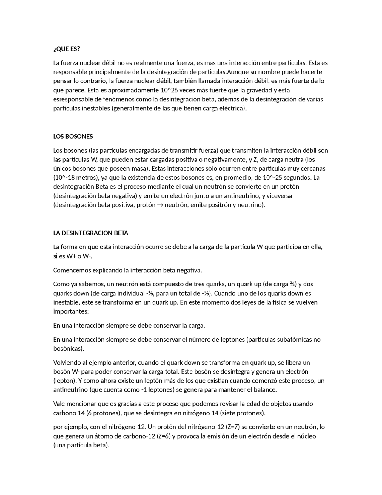 Fuerza nuclear debil | Diapositivas de Fisicoquímica | Docsity