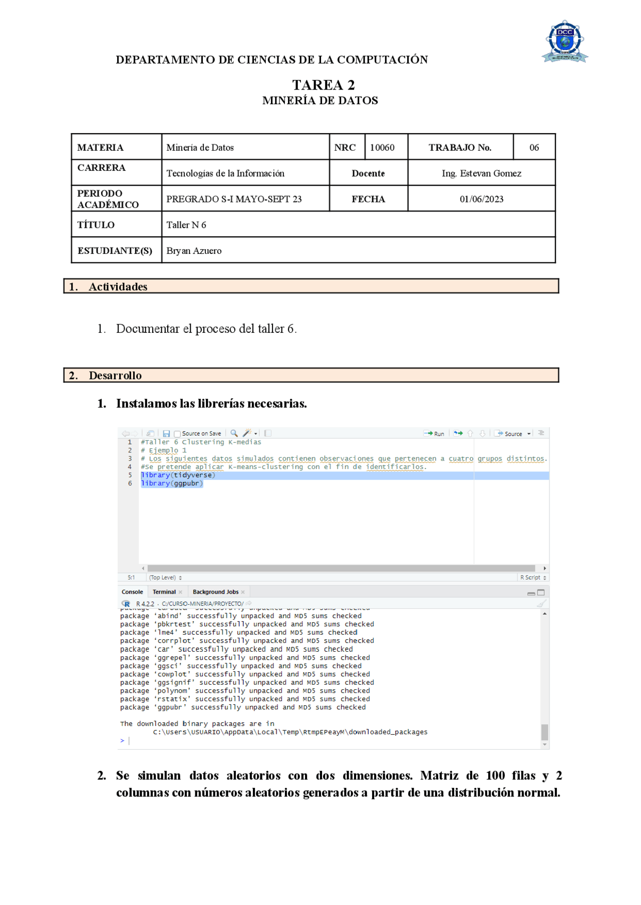 Taller de Minería de Datos: Análisis de Clustering K-means | Ejercicios de Minería de Datos ...