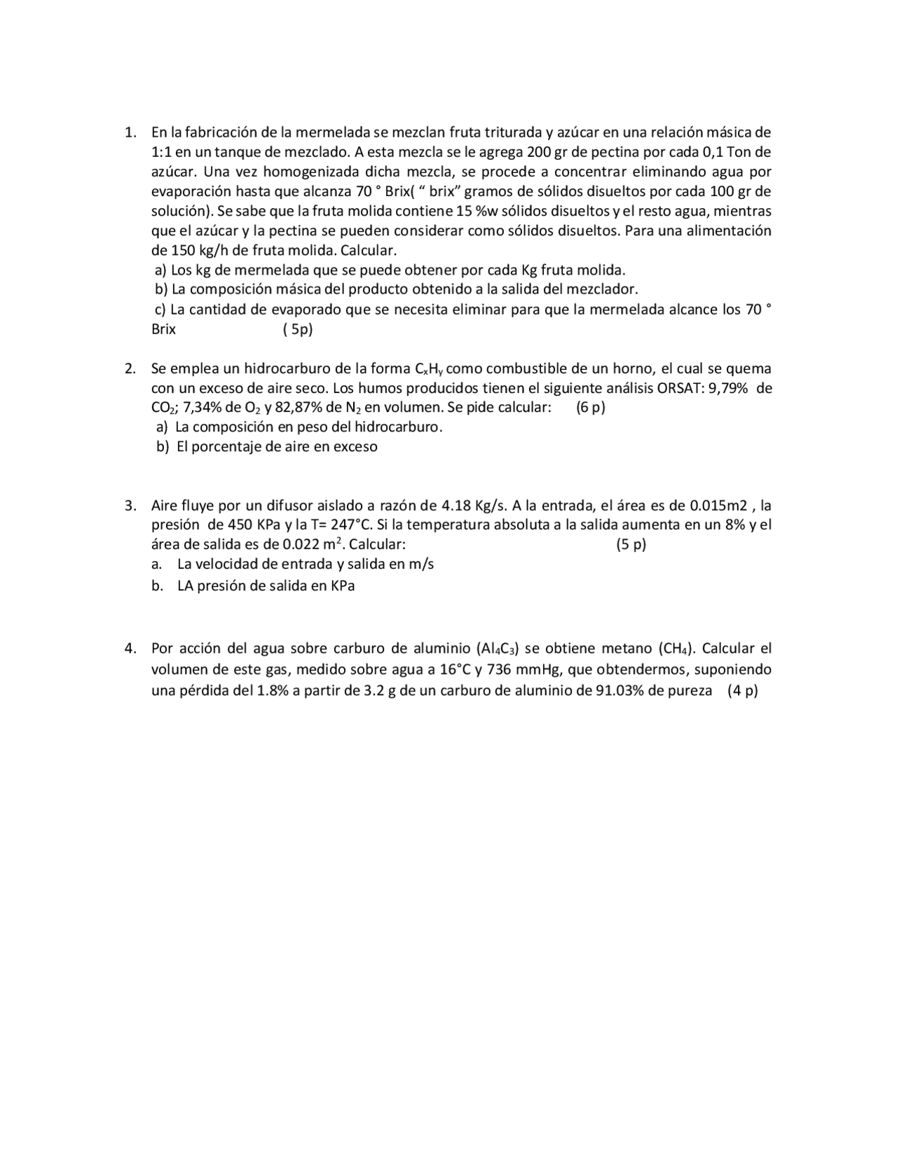 PRACTICA CALIFICA 1 DE OPERACIONES UNITARIAS | Ejercicios de Investigación de Operaciones | Docsity