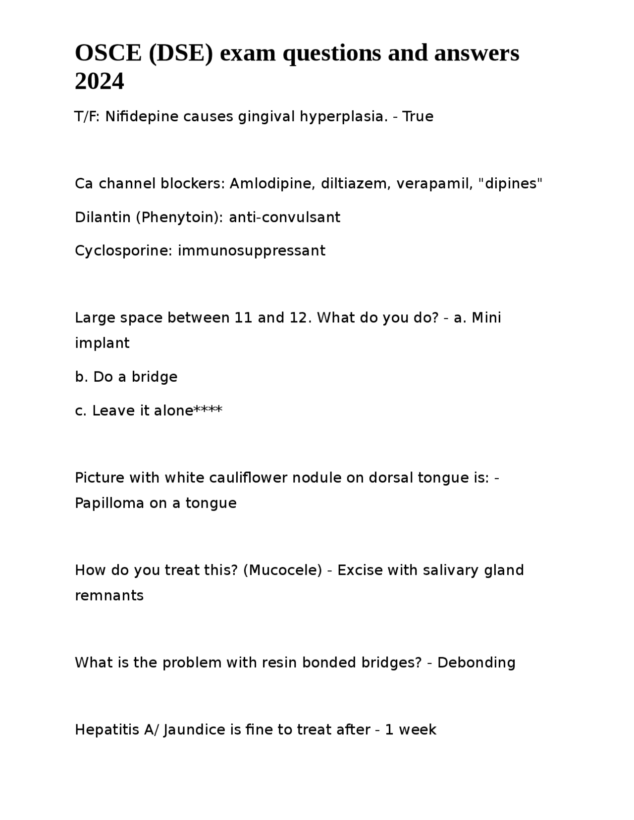 Dental Surgery and Oral Pathology: OSCE Exam Questions and Answers for ...