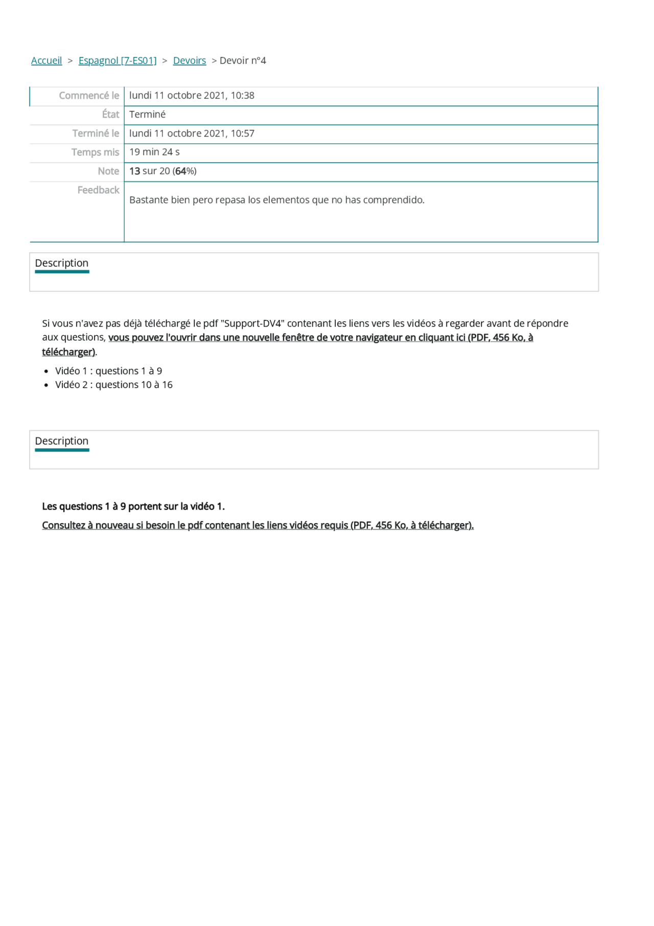 CNED| Devoir 4 Espagnol Terminale | Examens Espagnol | Docsity