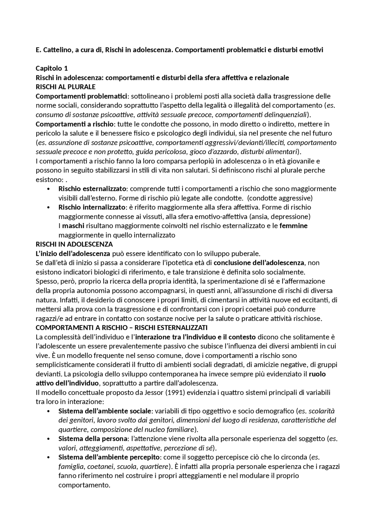 Rischi in adolescenza. Comportamenti problematici e disturbi emotivi | Sbobinature di Psicologia ...