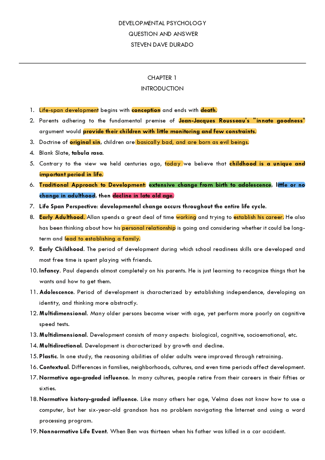 Developmental Psychology (Santrock) Study Notes | Study notes ...
