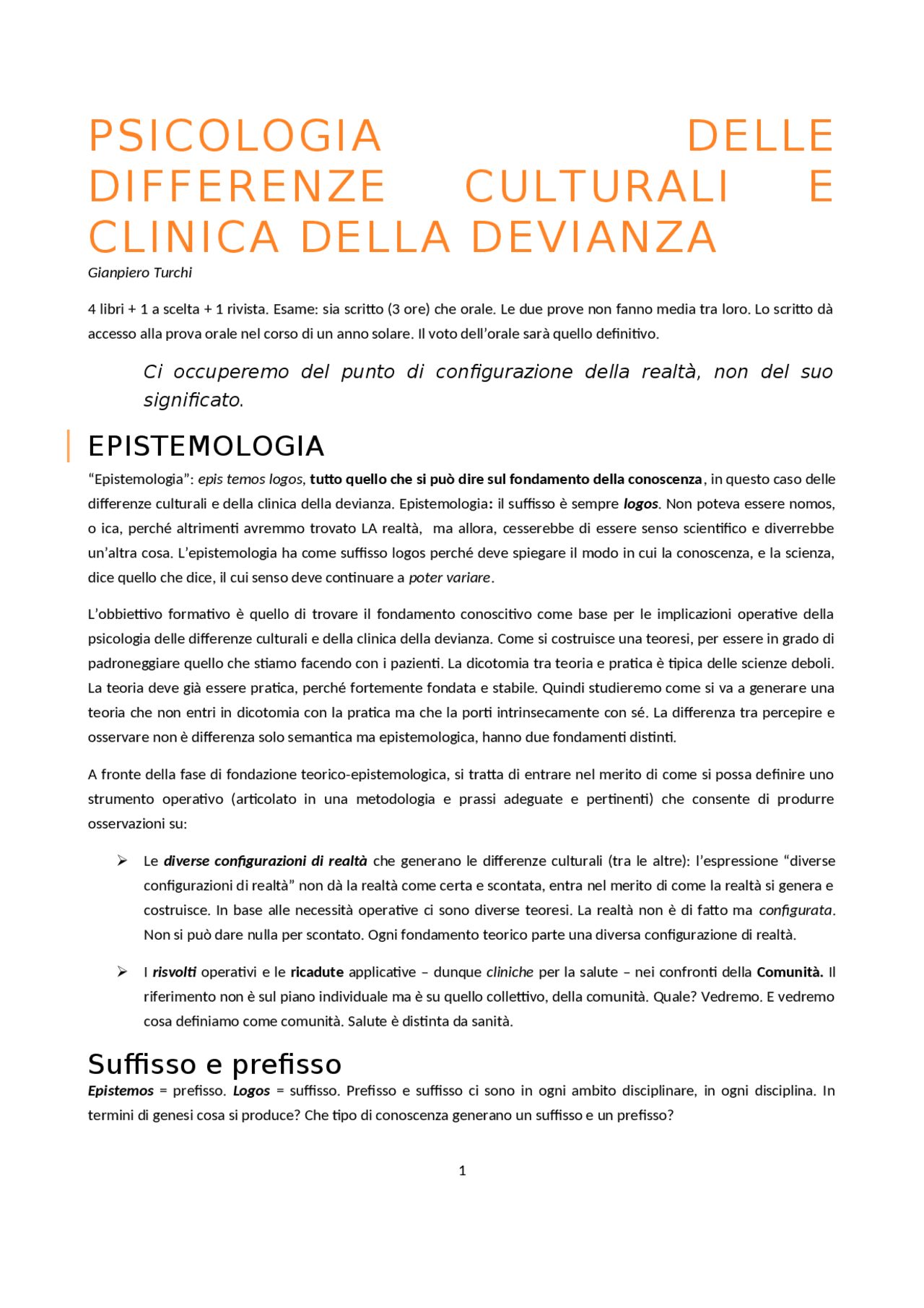 Psicologia delle Differenze Culturali e Clinica della Devianza, prof ...