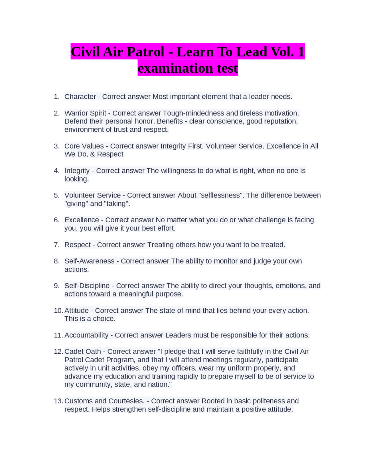 Civil Air Patrol Leadership Training: Volume 1 - Key Concepts and ...