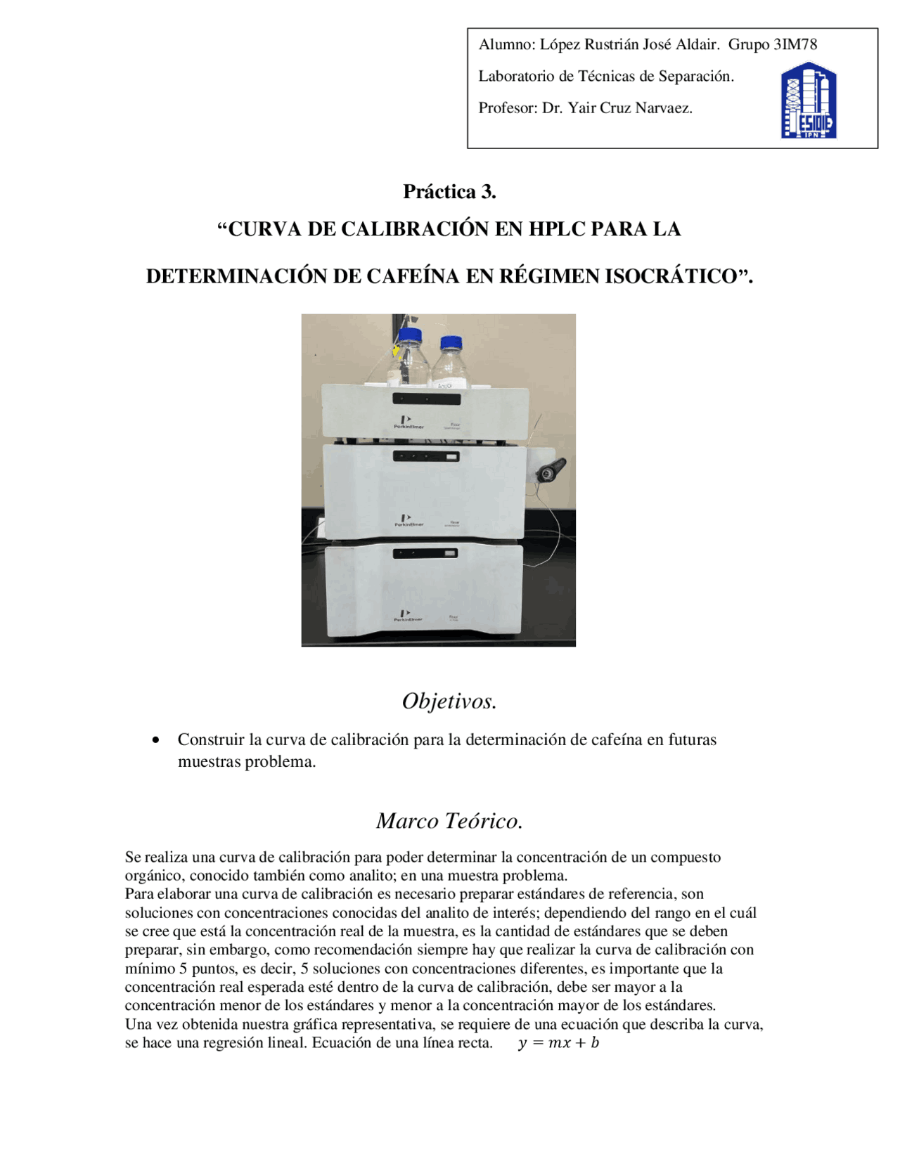 Curva de calibración en HPLC para la determinación de cafeína en ...