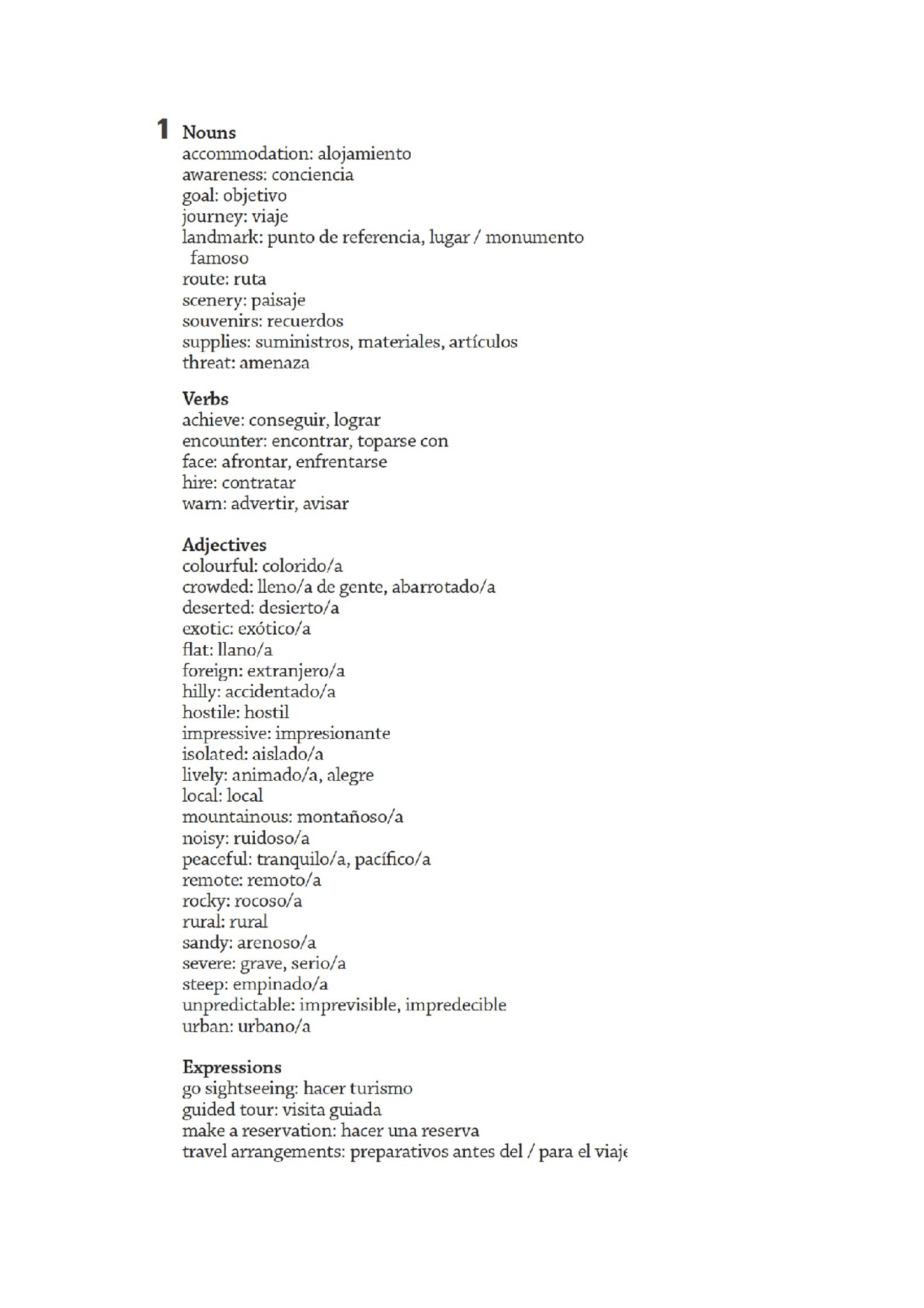 Tema 2 de vocabulario de inglés | Apuntes de Inglés | Docsity