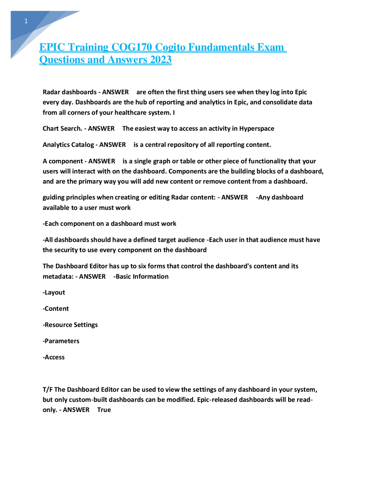 Understanding Radar Dashboards and Reporting Tools in Epic | Exams ...