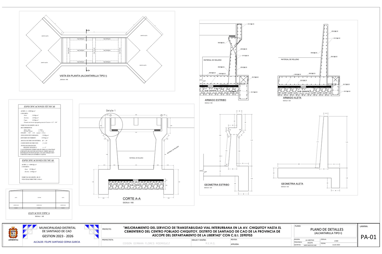 diseño de alcantarillas | Ejercicios de Diseño | Docsity