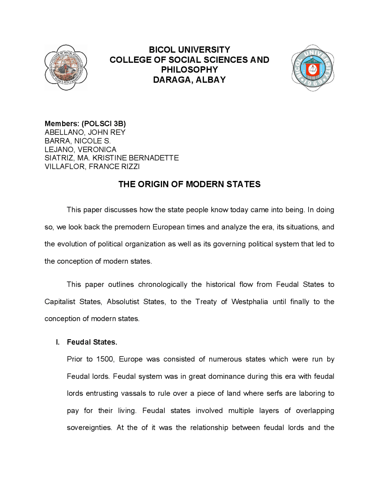 The Evolution of Modern States: From Feudalism to Absolutism via ...