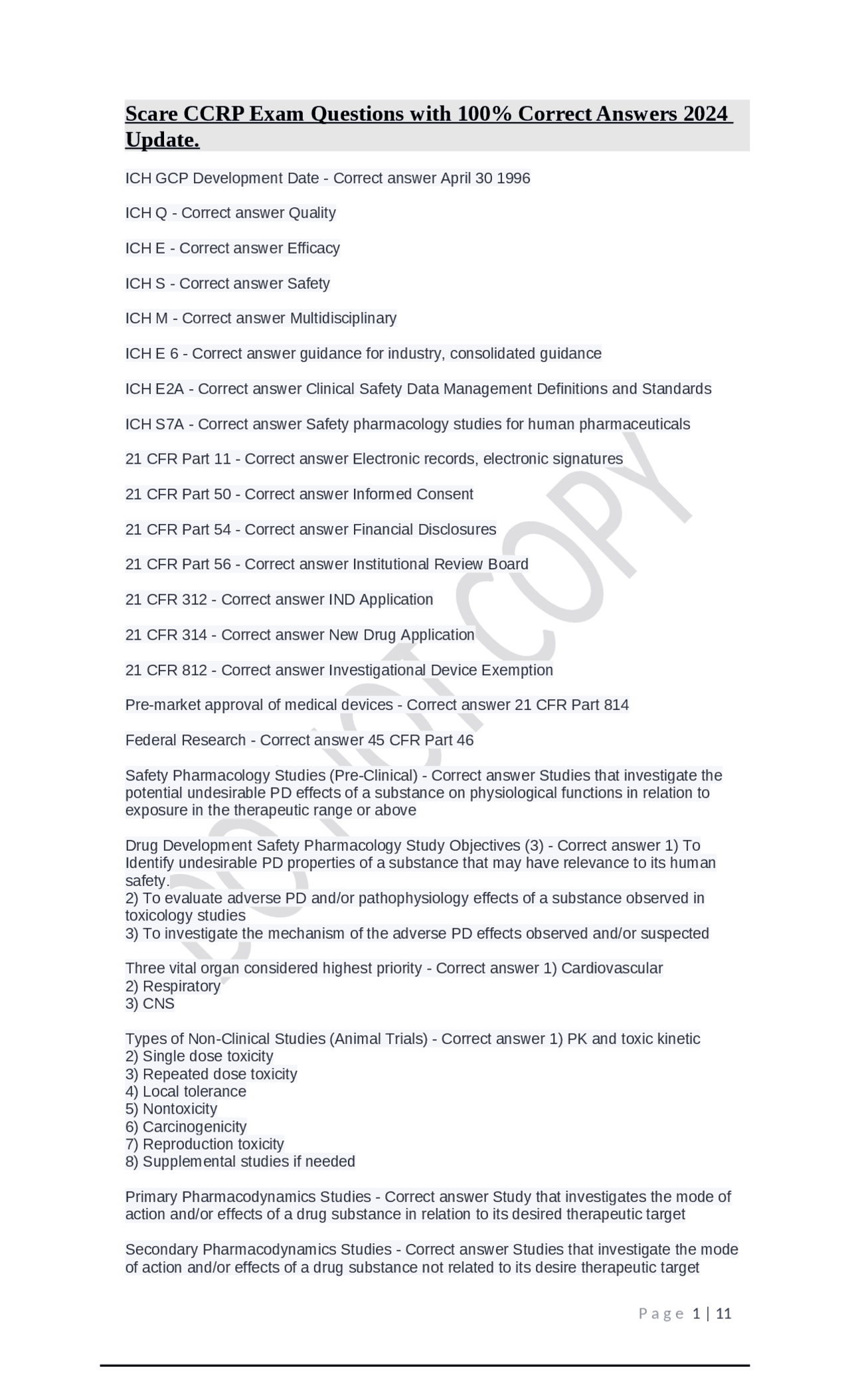 Scare CCRP Exam Questions with 100% Correct Answers 2024 Update ...