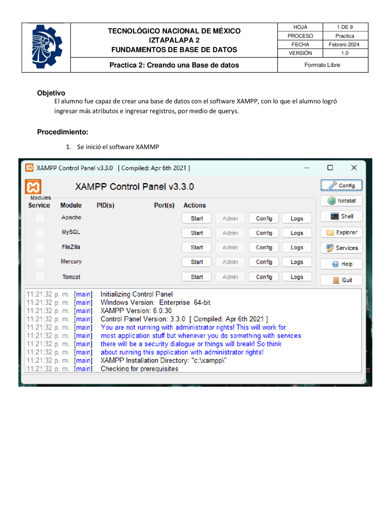 Practica 2: Creación de una Base de Datos con XAMPP | Ejercicios de Programación de Bases de ...
