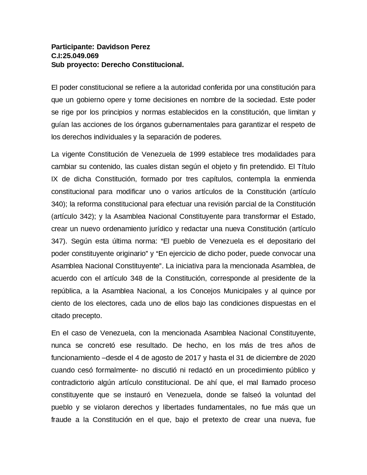 El poder constituyente originario y el poder de reforma constitucional ...