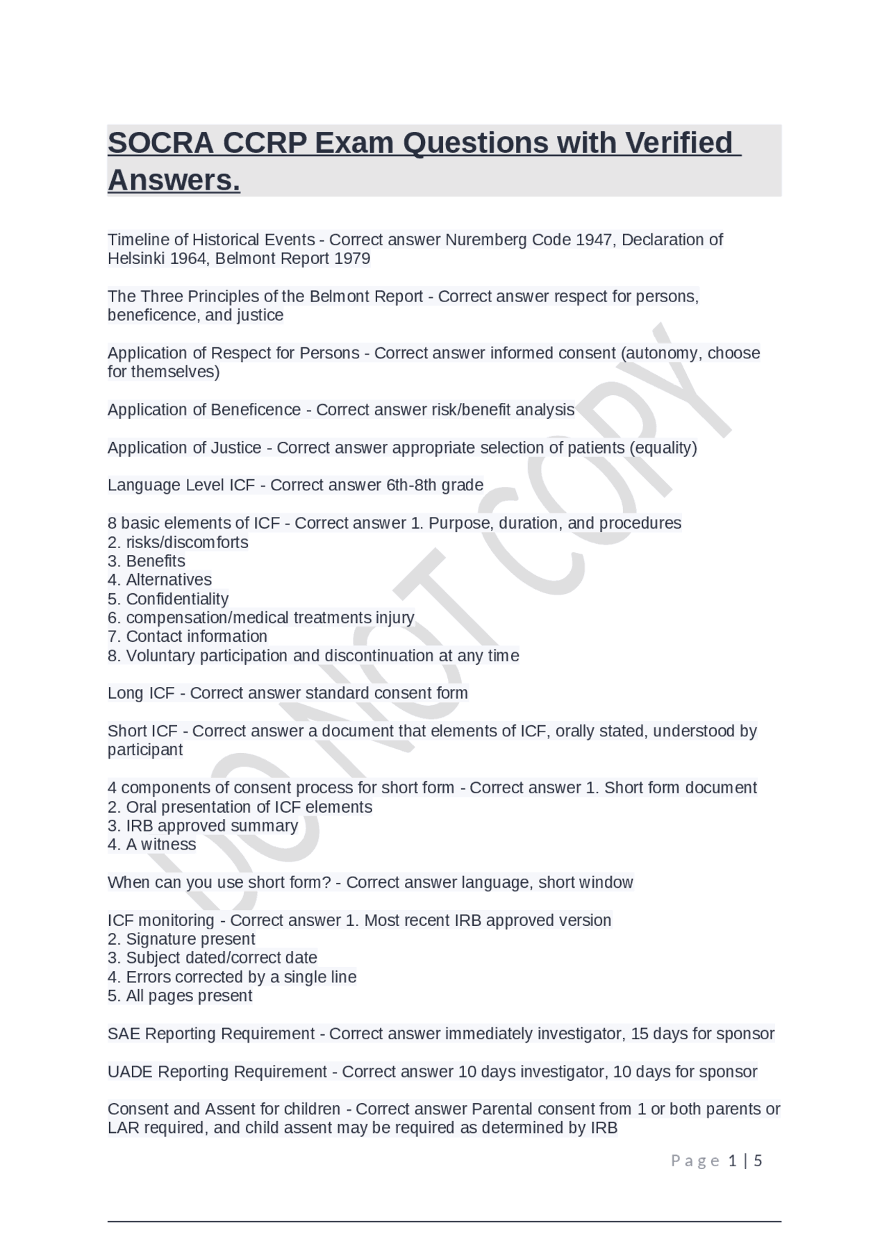 SOCRA CCRP Exam Questions with Verified Answers. | Exercises Community ...