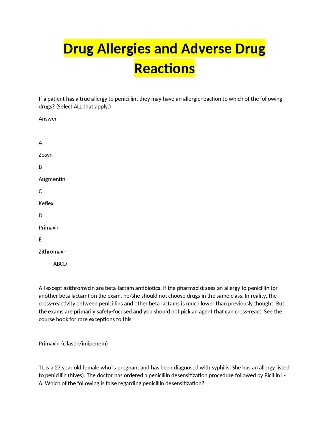 Identifying Safe Medications for Patients with Drug Allergies | Exams ...