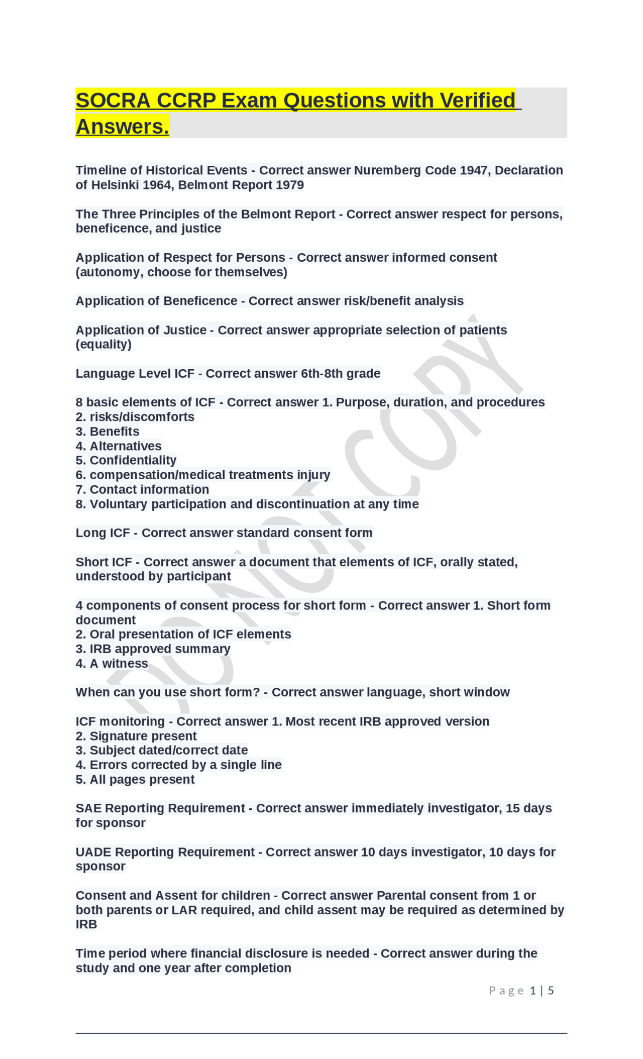 SOCRA CCRP Exam Questions with Verified Answers. | Exams Community ...