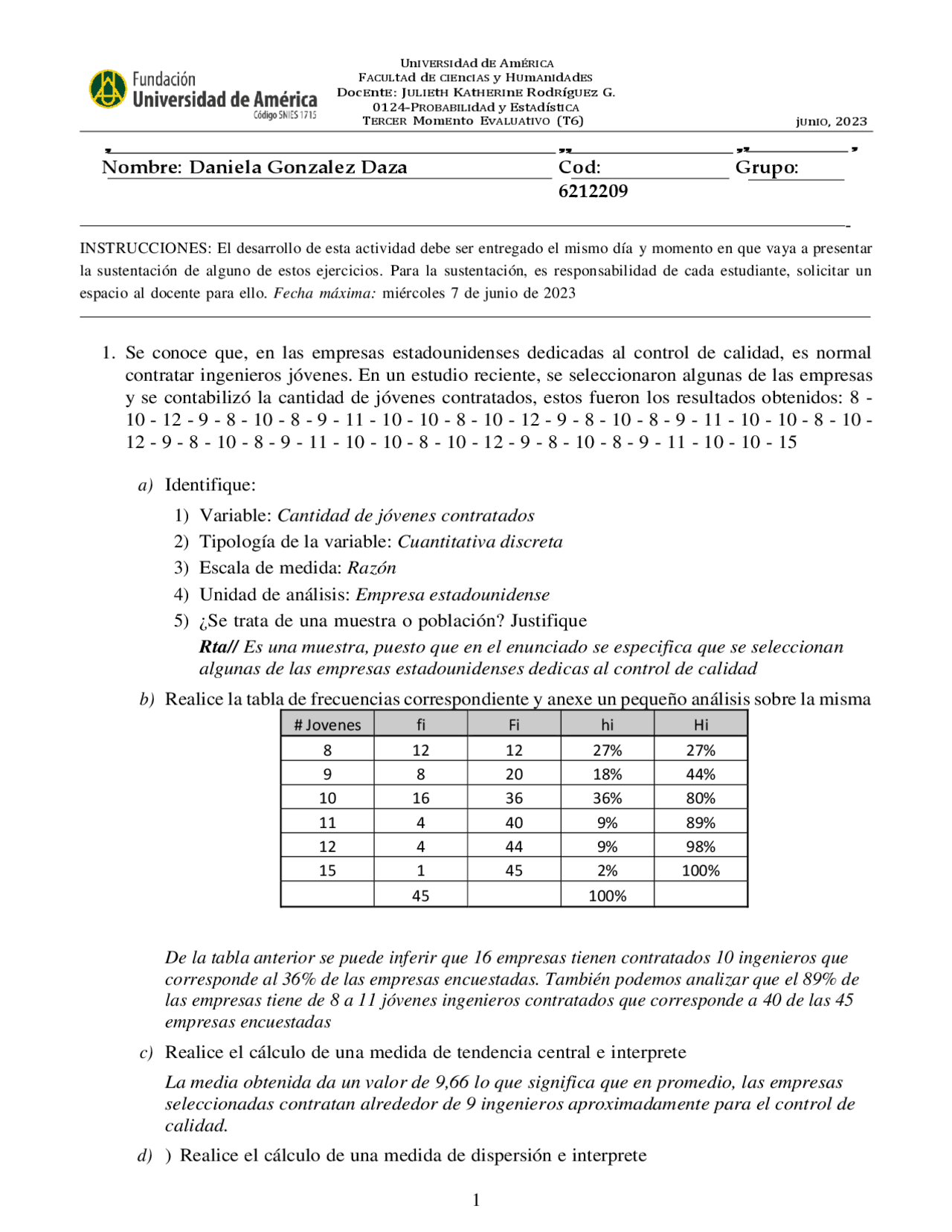 Análisis de datos estadísticos: Probabilidad y Estadística | Ejercicios ...