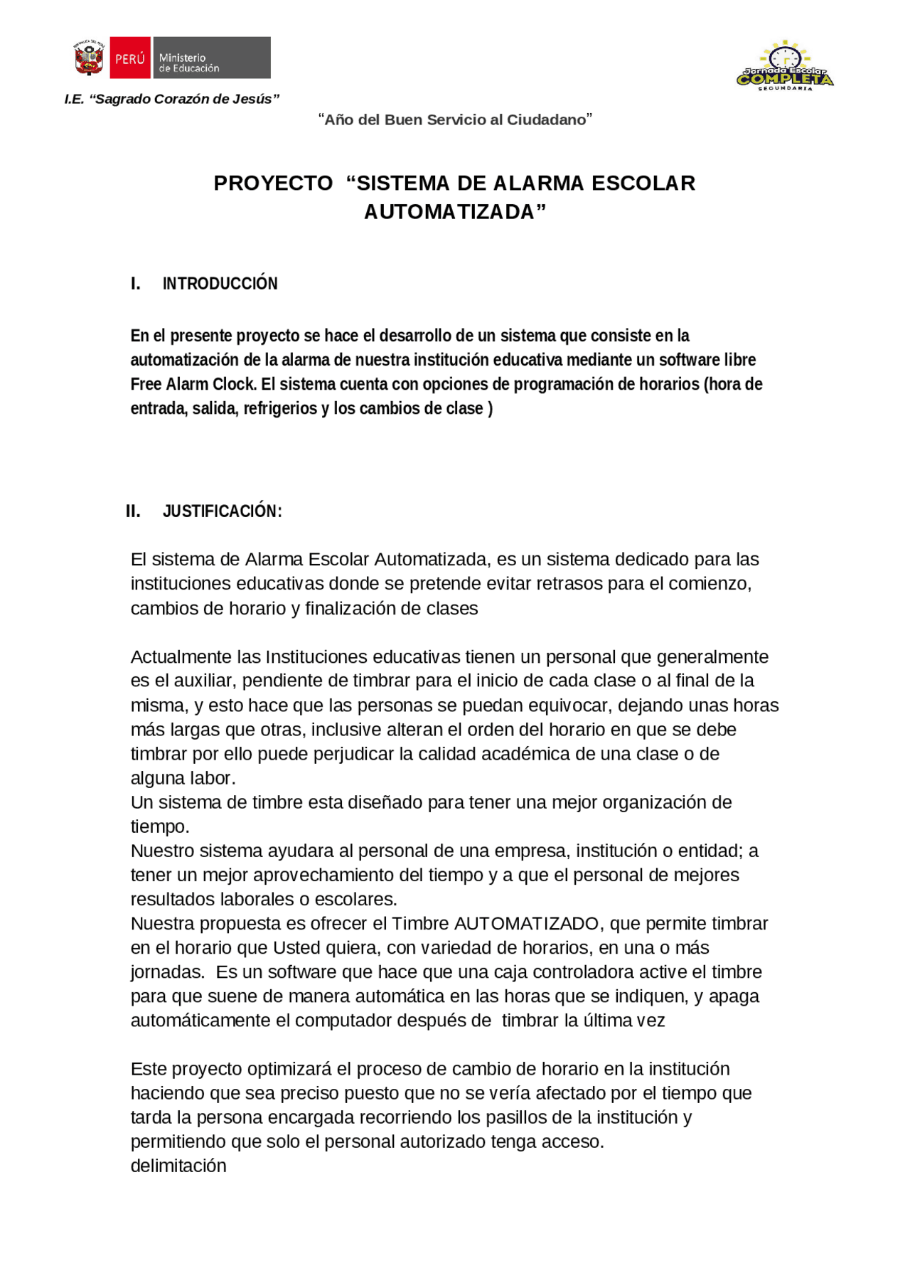 Proyecto Alarma Escolar | Guías, Proyectos, Investigaciones de Informática | Docsity