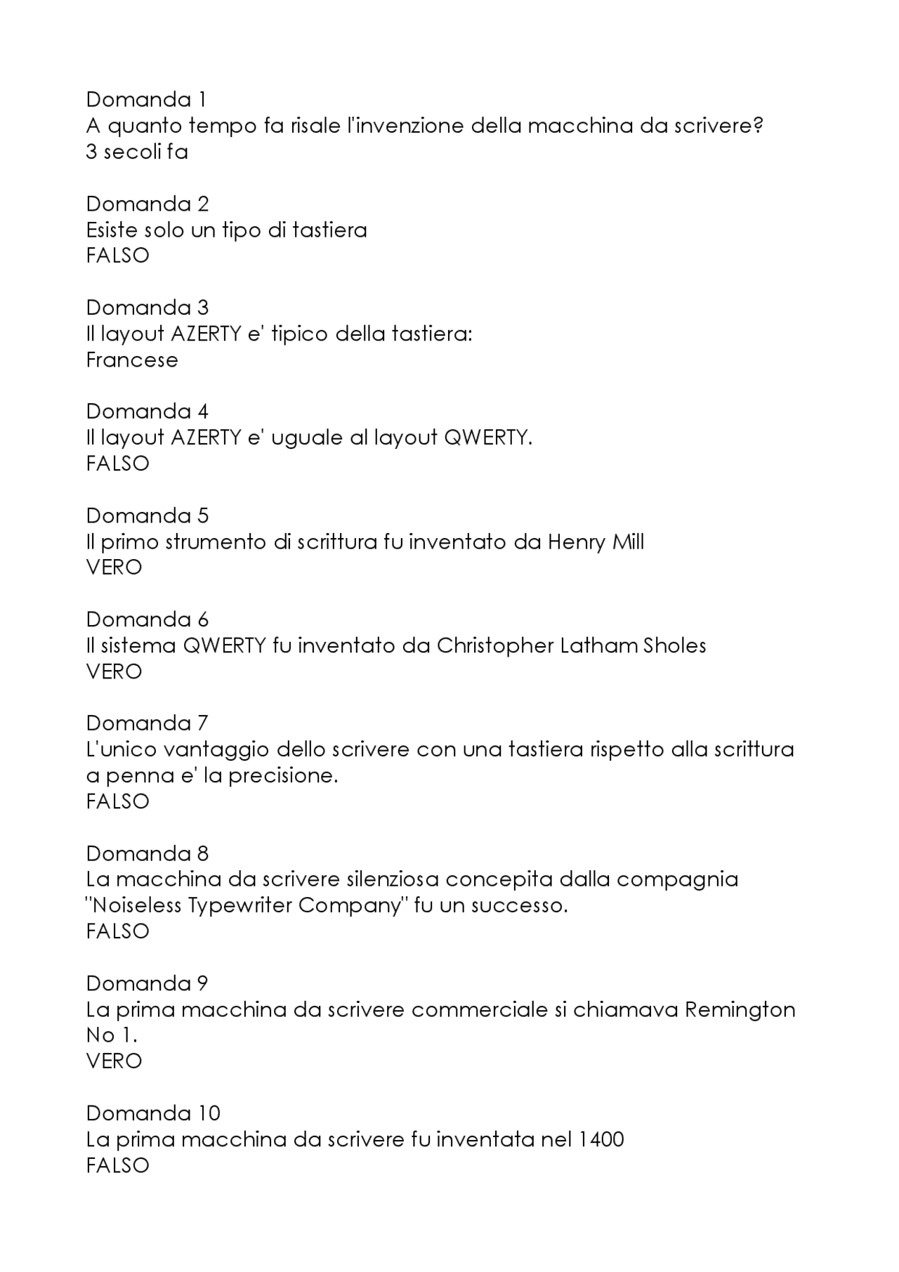 Domande e risposte per l'esame di dattilografia, aggiornate al 2024 | Prove d'esame di ...