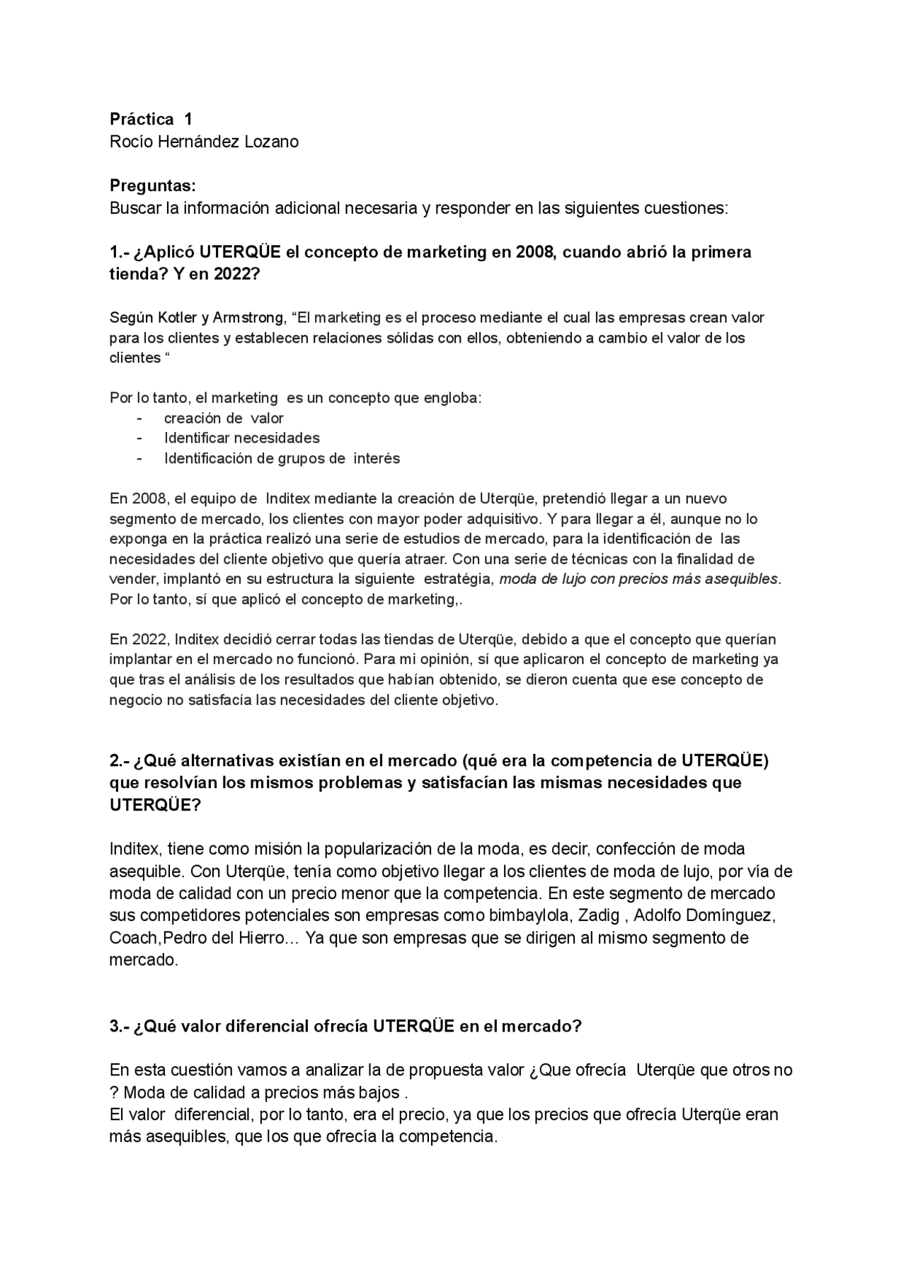 Práctica tema 1 duralex | Ejercicios de Marketing | Docsity