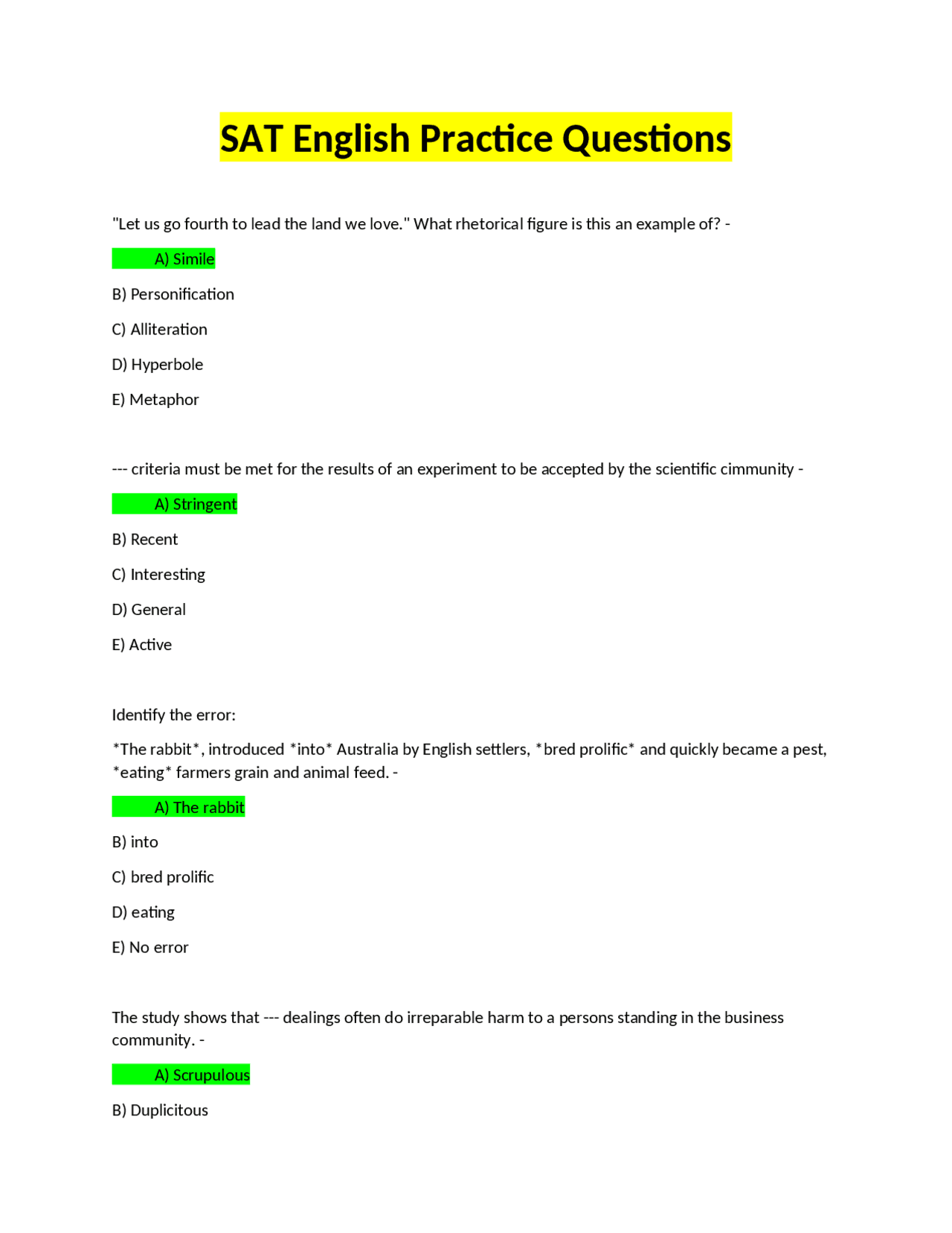 SAT English Practice: Identifying Rhetorical Figures and Errors | Exams ...