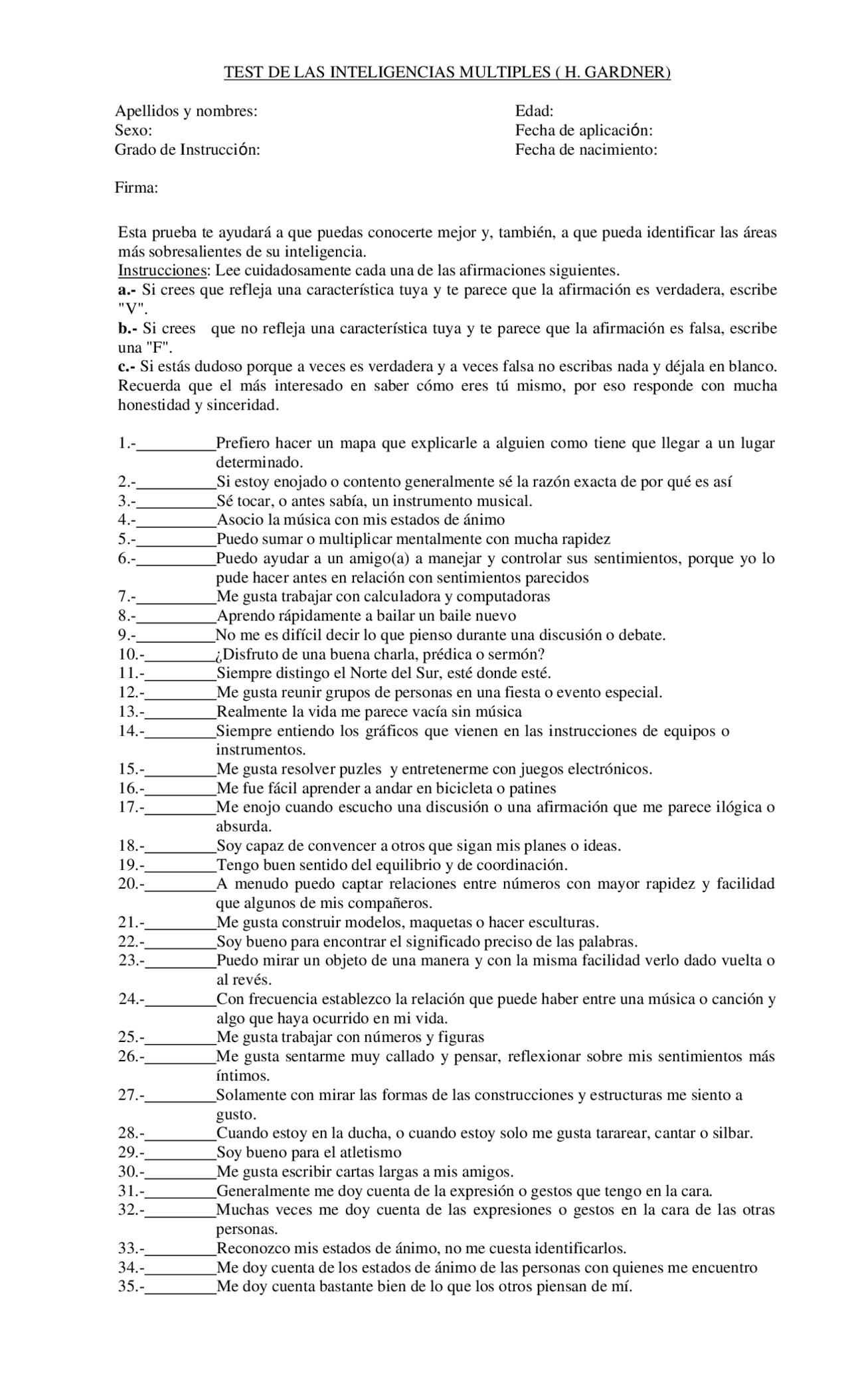 Test de las Inteligencias Múltiples de Howard Gardner | Esquemas y ...