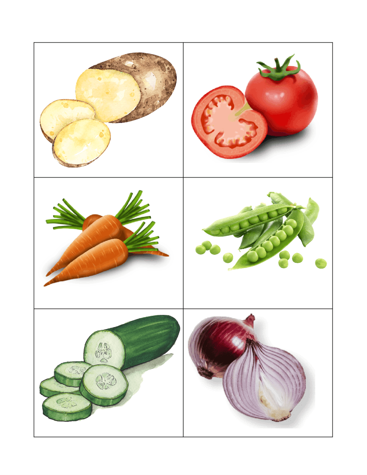 Fruits and vegetables flashcards | Apuntes de Inglés | Docsity
