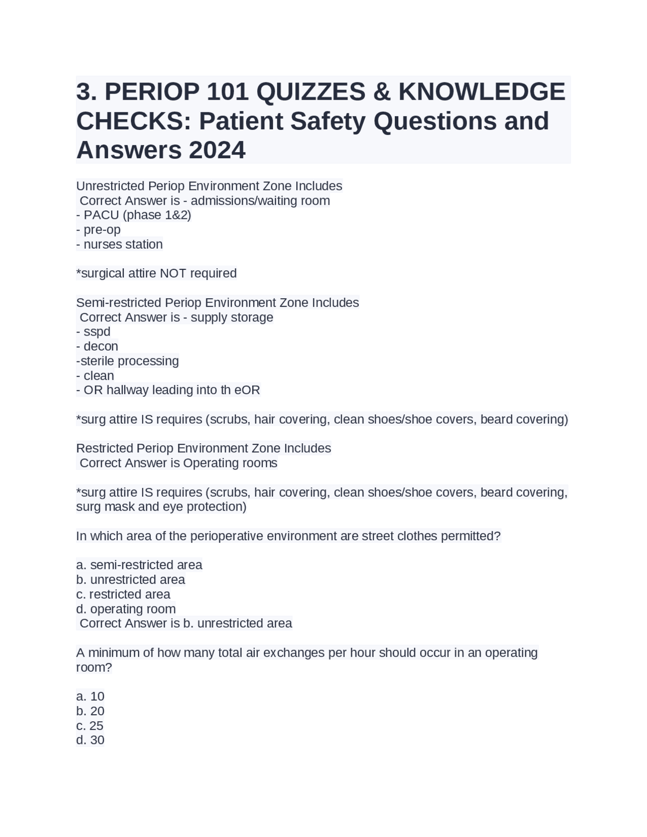 Perioperative Environment Quiz: Patient Safety and Fire Prevention ...