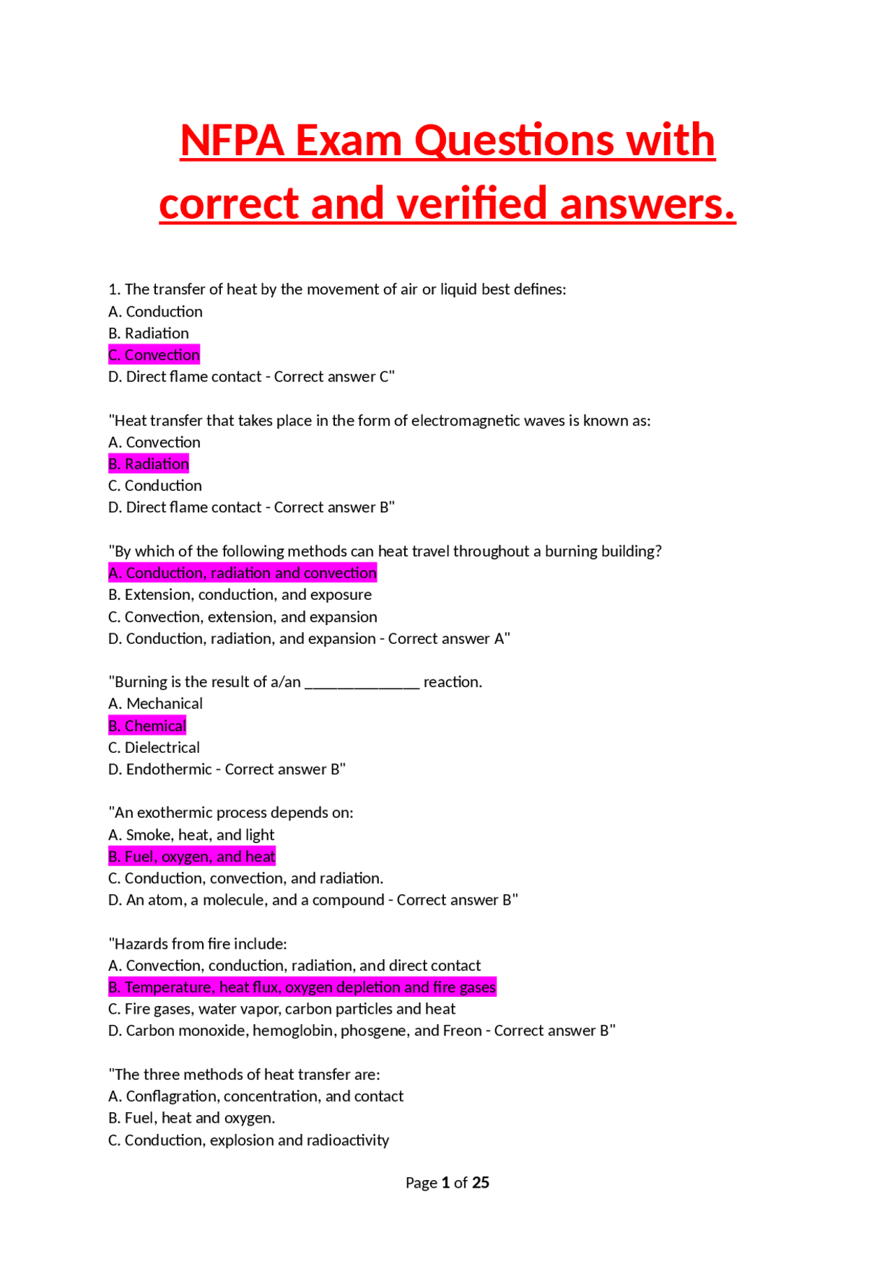 NFPA Exam Questions with correct and verified answers | Exams Nursing ...