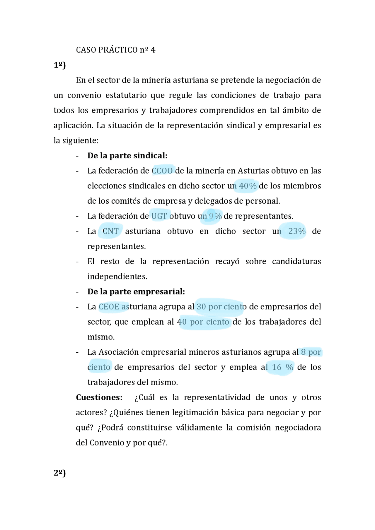 Caso práctico laboral | Ejercicios de Derecho Laboral | Docsity