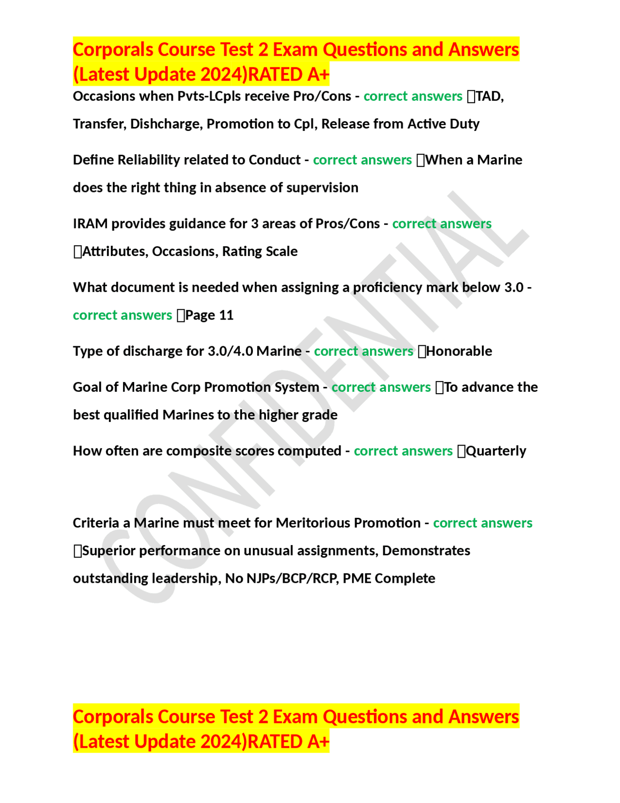 Corporals Course Test 2 Exam Questions and Answers (Latest Update 2024 ...