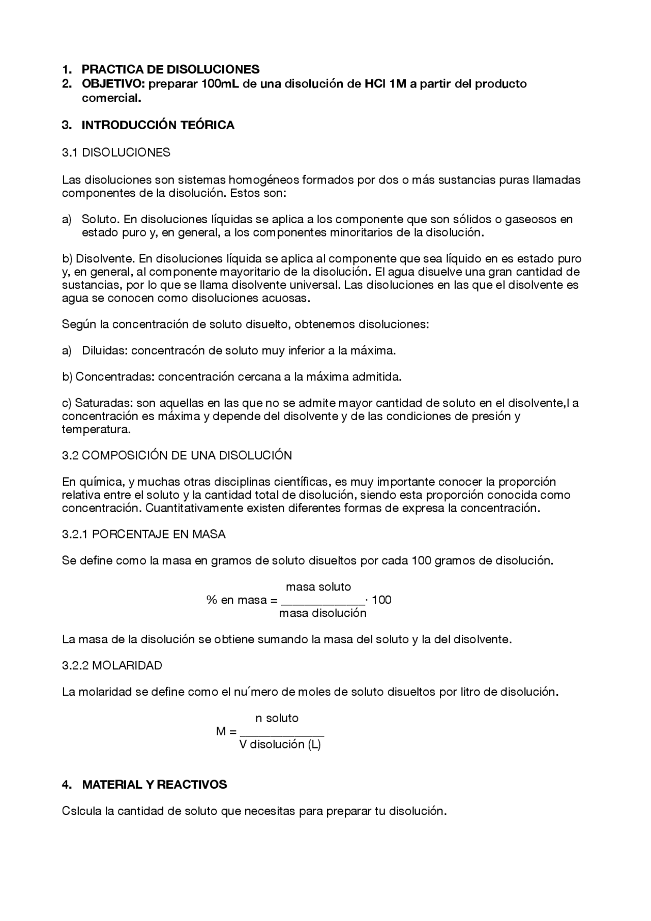 practica de disoluciones | Ejercicios de Química | Docsity practica de disoluciones | Ejercicios de Química | Docsity