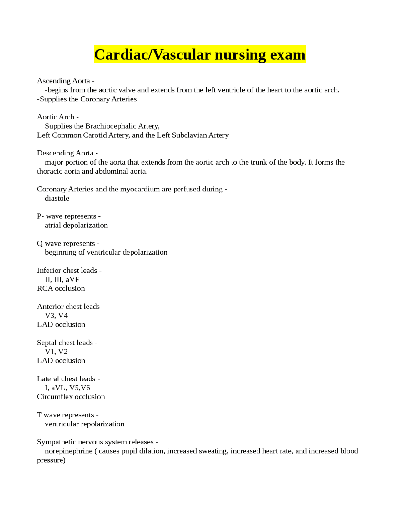 Cardiology Notes: Heart Anatomy, Blood Vessels, and Common Conditions ...
