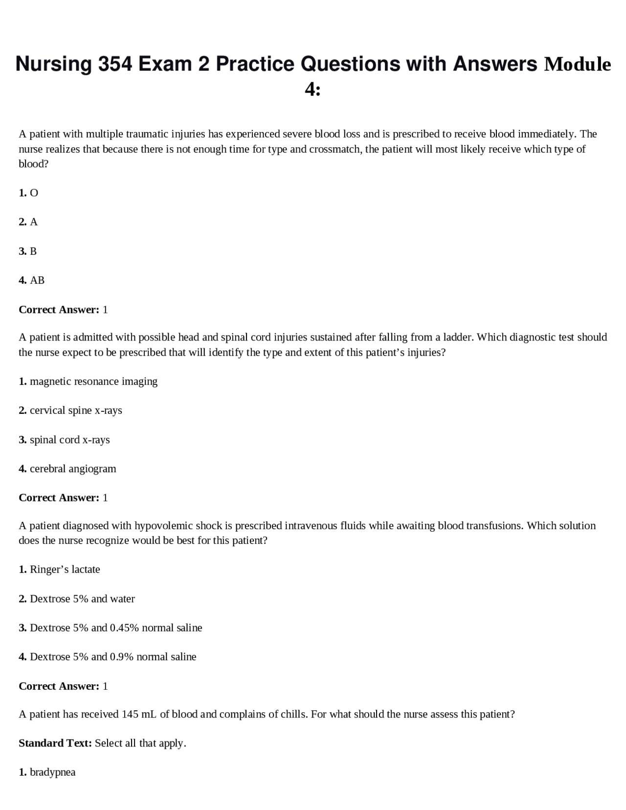 Nursing Exam: Practice Questions and Answers for Gastrointestinal and ...