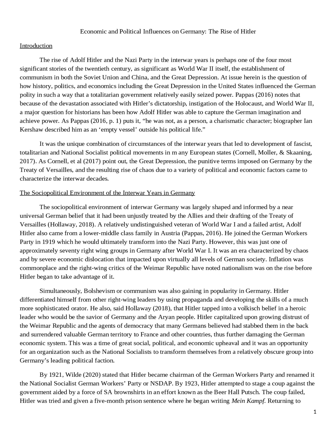 " Economic and Political Influences on Germany: The Rise of Hitler ...