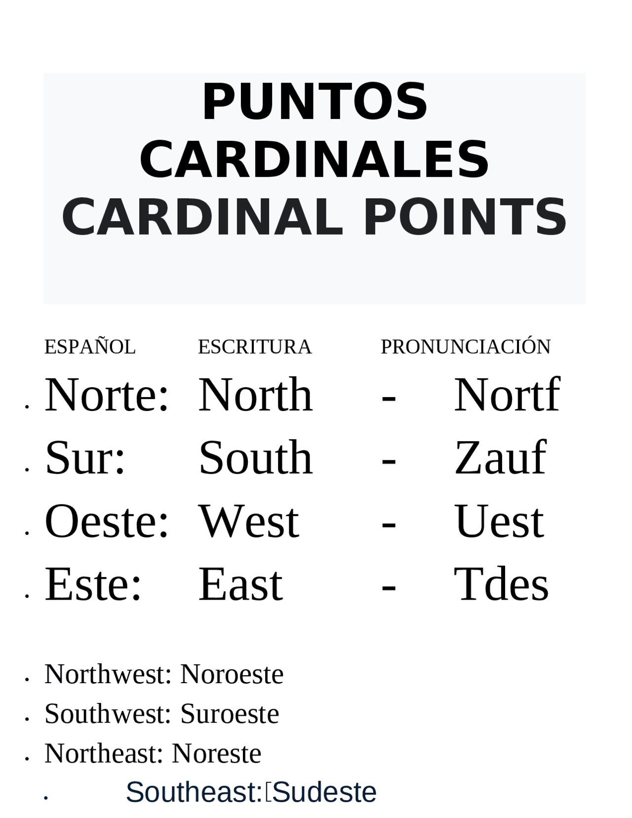 puntos cardinales son 4 | Resúmenes de Humanidades y Ciencias Sociales ...