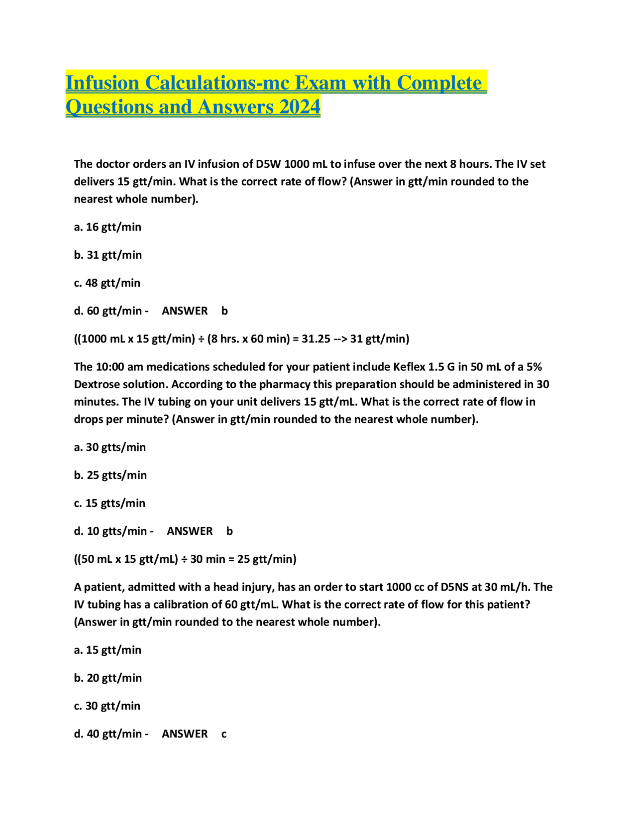 IV Infusion Rates: Calculating Drip Rates from Volume, Flow Rates, and ...
