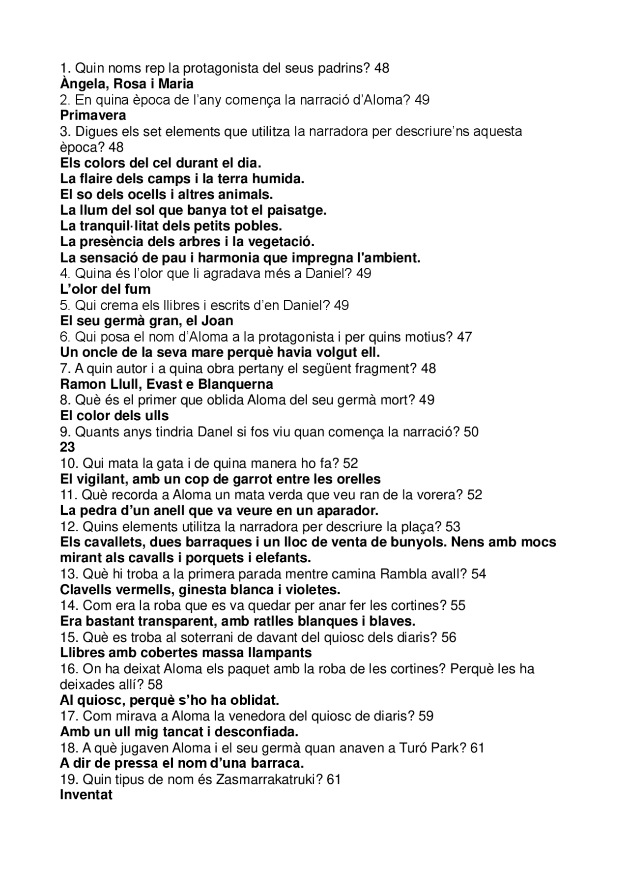 Resumen de los tres primeros capítulos del libro de Aloma de Mercé ...