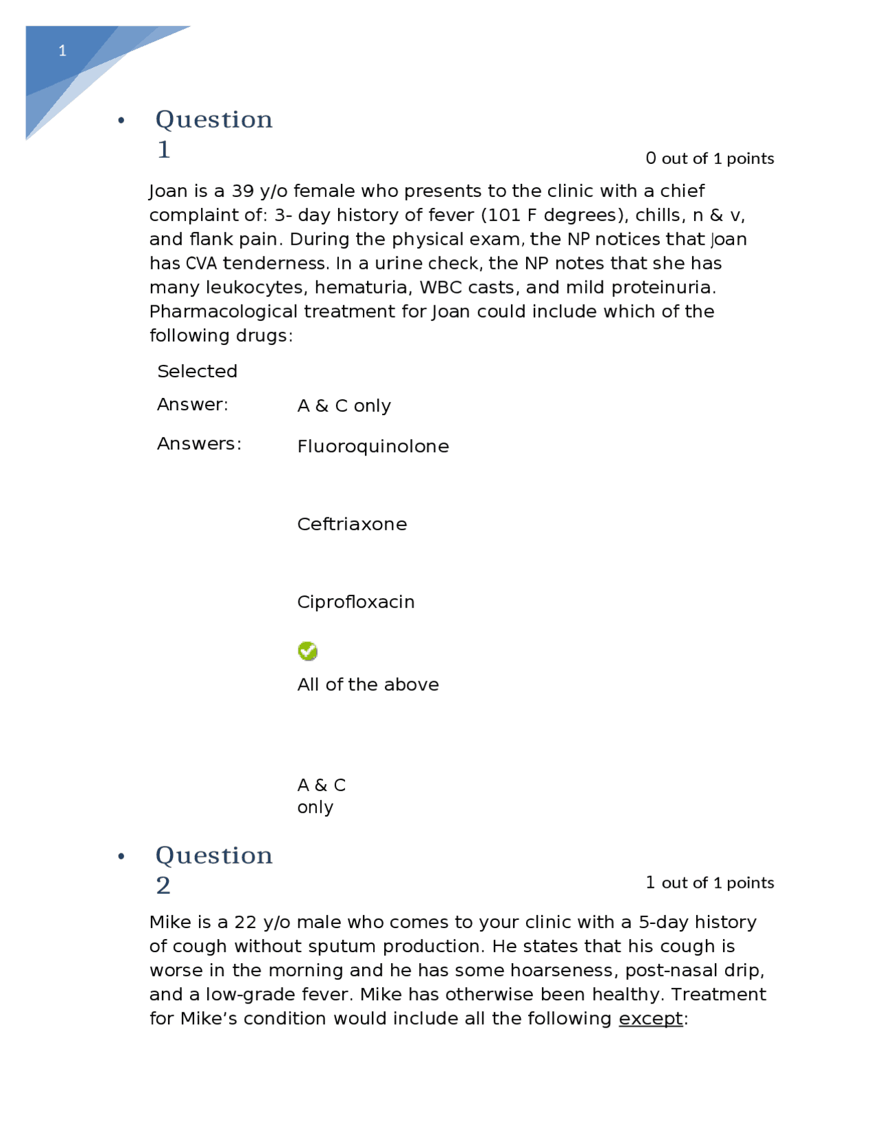 NRNP 6568 Questions with correct answers | Exercises Nursing | Docsity
