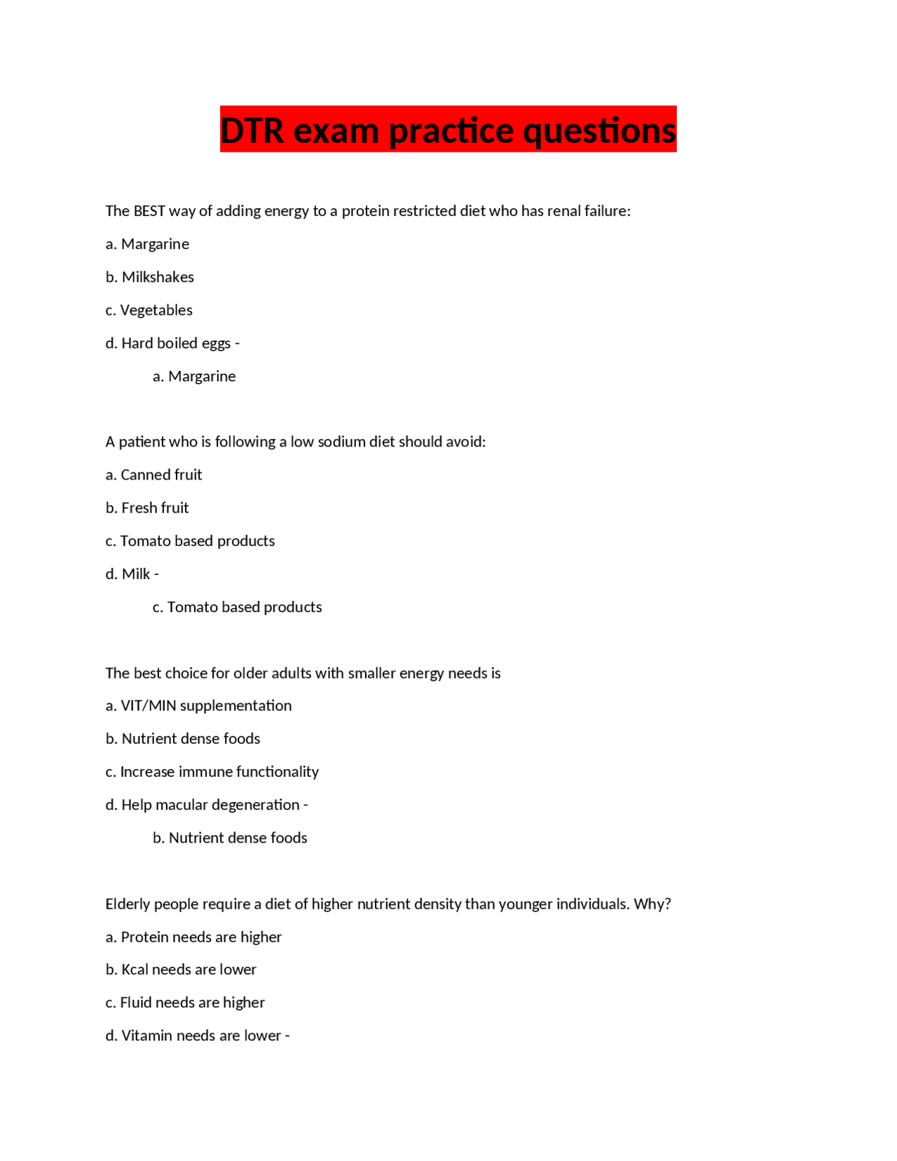 Nutrition and Dietary Guidance: Answers to Common Questions | Exams ...