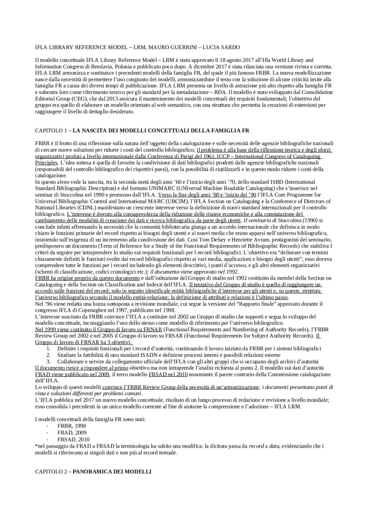 IFLA LIBRARY REFERENCE MODEL – LRM | Sintesi del corso di ...