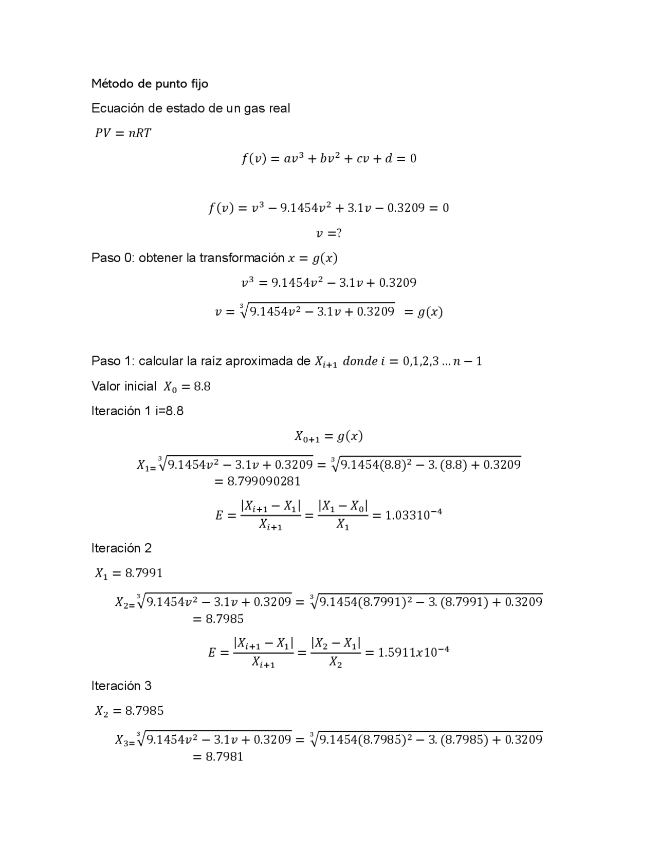 este archivo cuenta con un problema resuelto mediante el metodo de punto fijo | Ejercicios de ...
