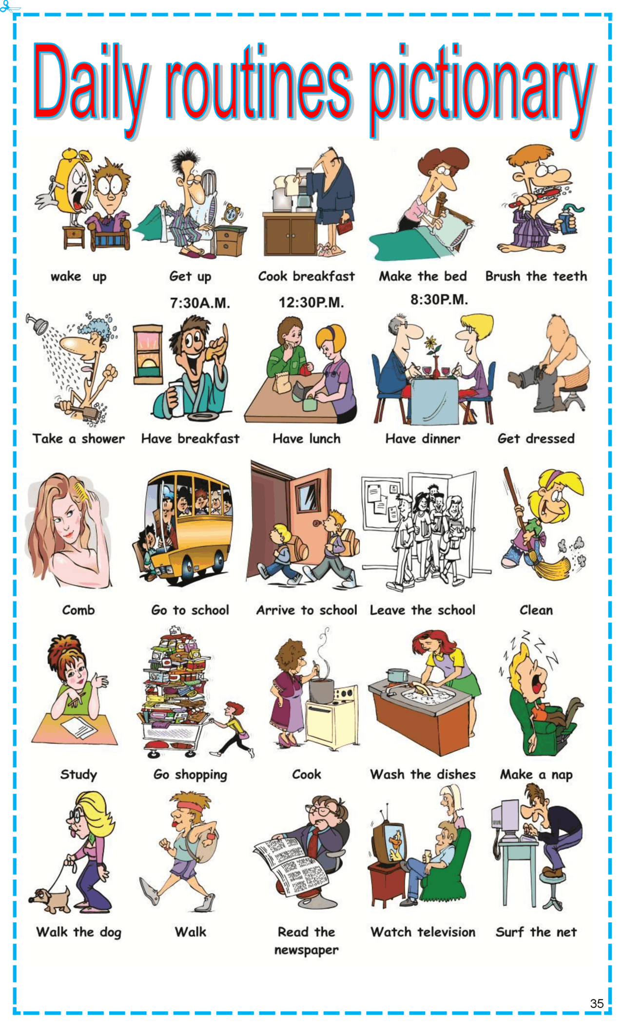 Daily routines/ Actividades diarias | Apuntes de Inglés | Docsity