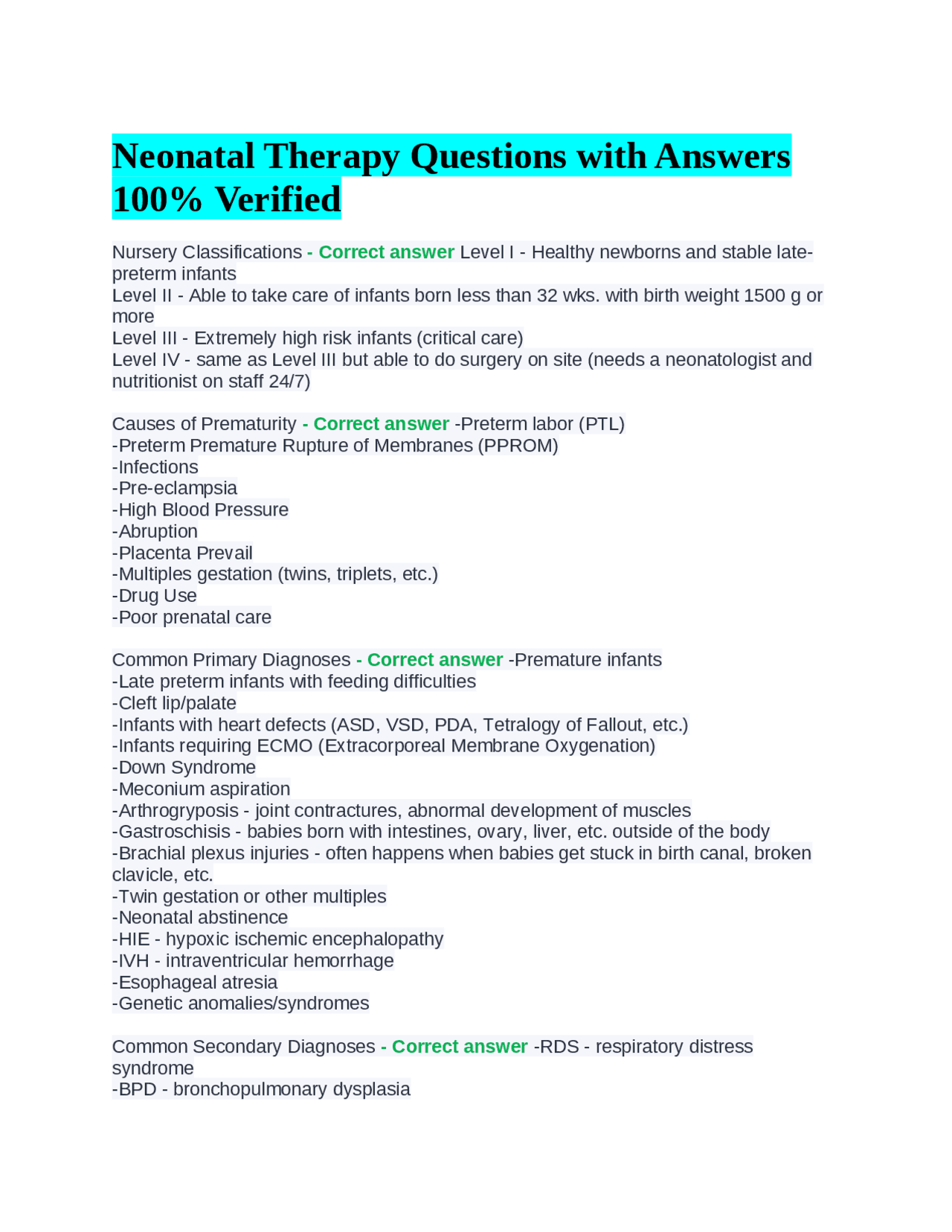 Neonatal Therapy: Questions and Answers for Premature and Sick Infants ...