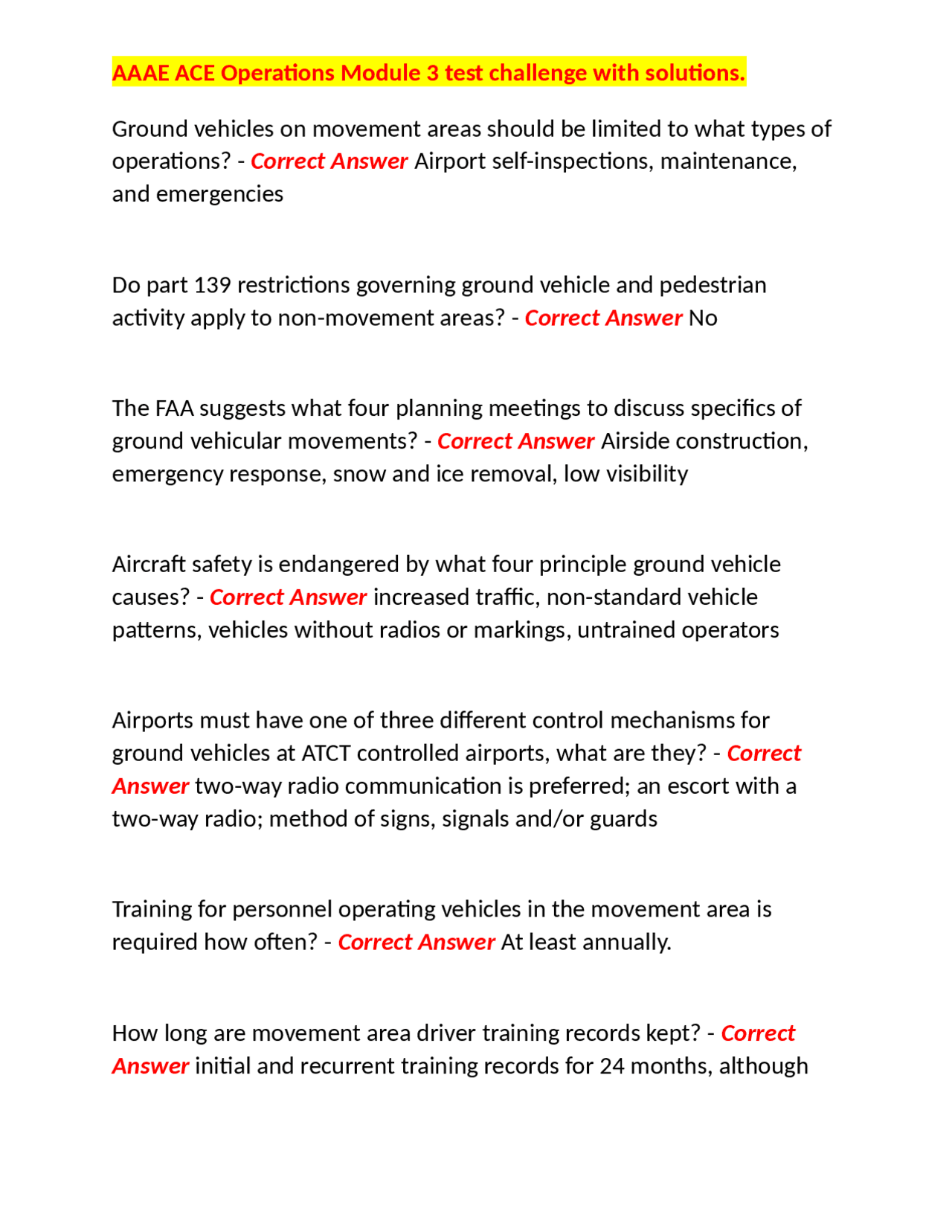 FAA ACE Operations Module 3: Ground Vehicle and Airspace Regulations ...