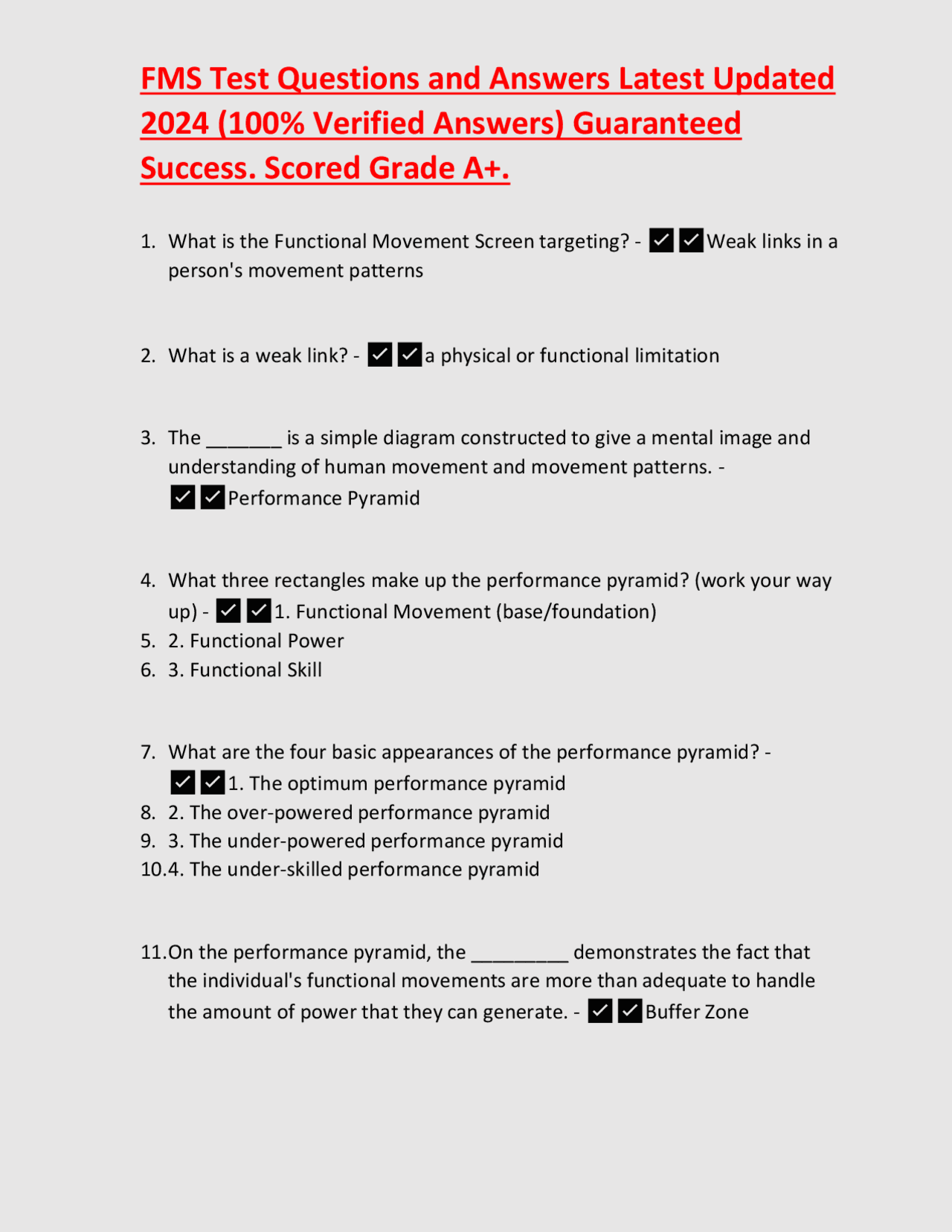 FMS Test Questions and Answers Latest Updated 2024 (100% Verified ...